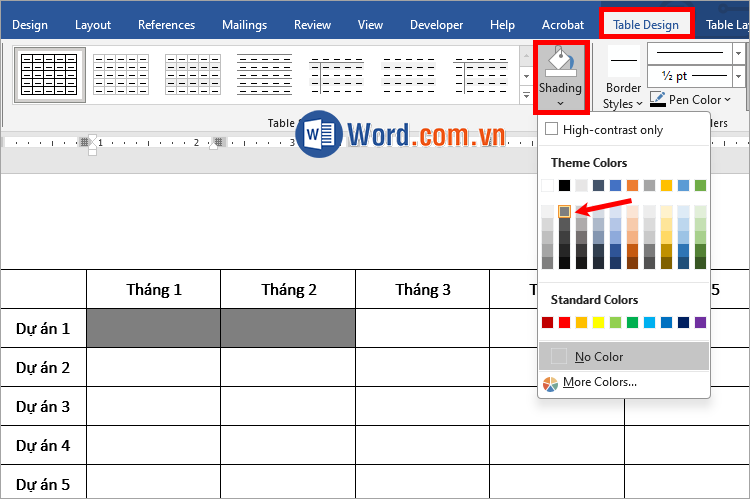 Cách vẽ sơ đồ Gantt trong Word