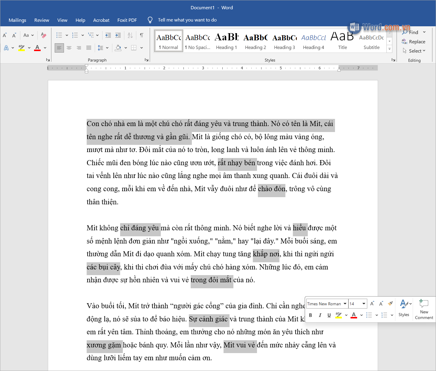 Cách bôi đen ngắt quãng trong Word