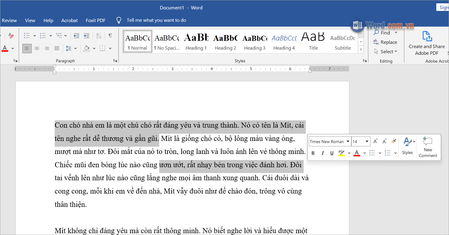 Cách bôi đen ngắt quãng trong Word