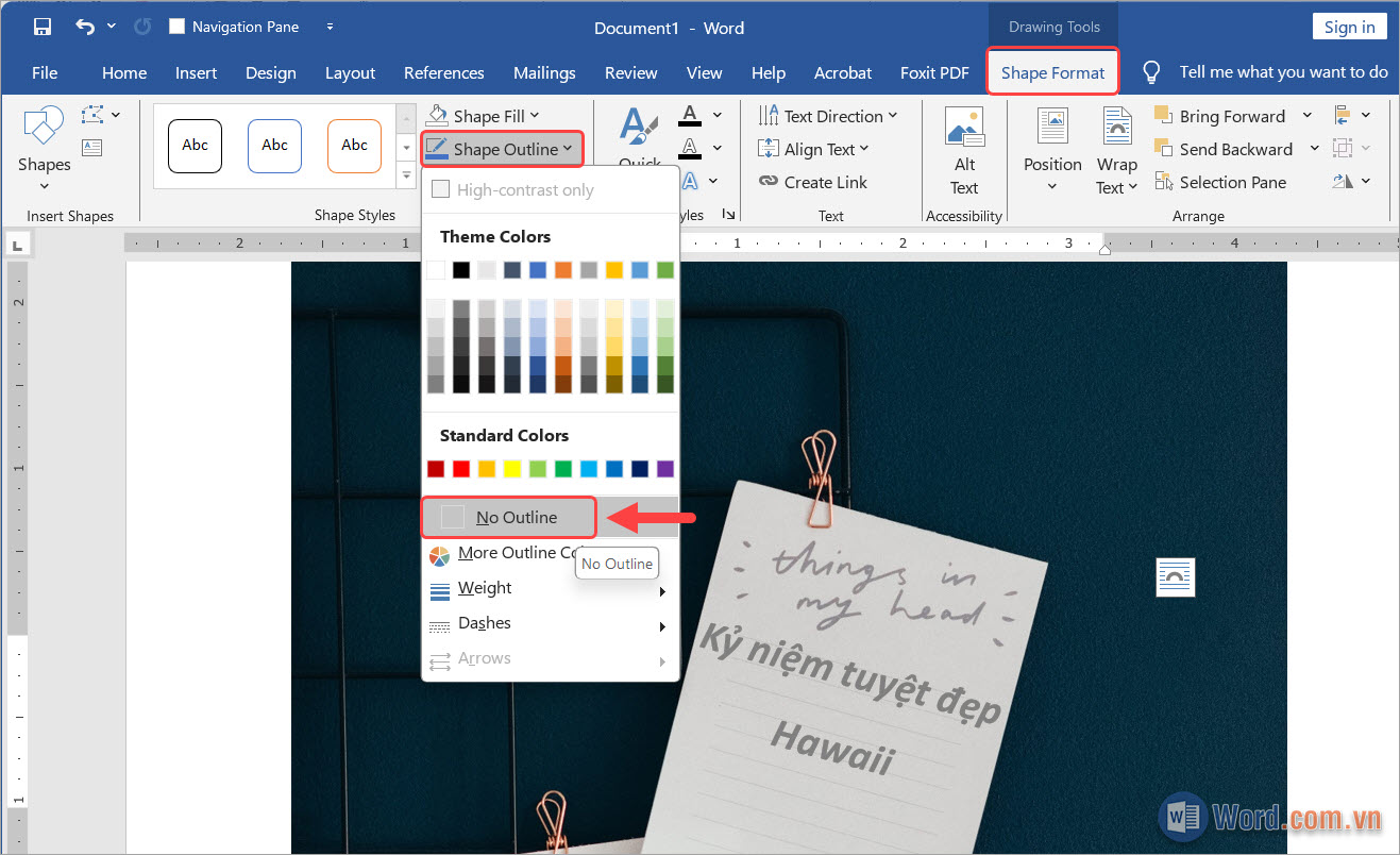 Cách viết chữ lên hình ảnh trong Word
